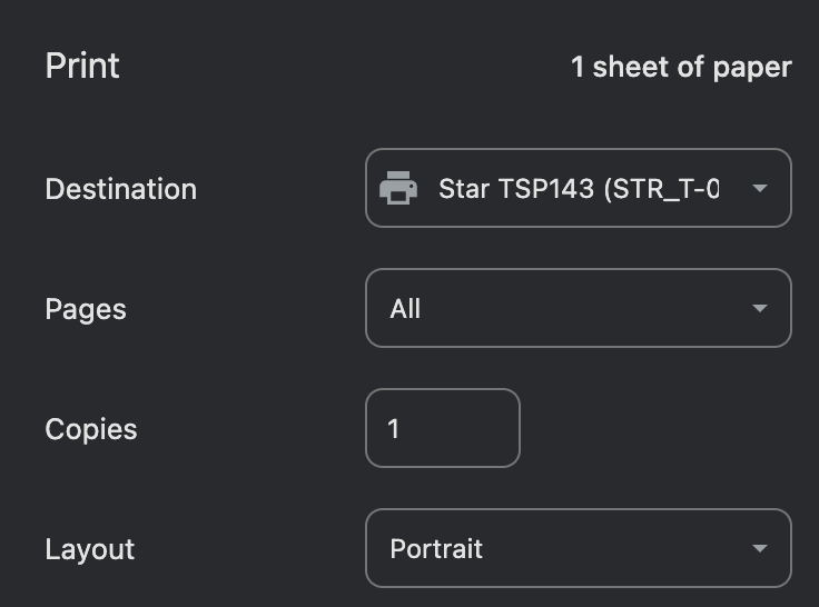 Star TSP100III Receipt Printer Set up