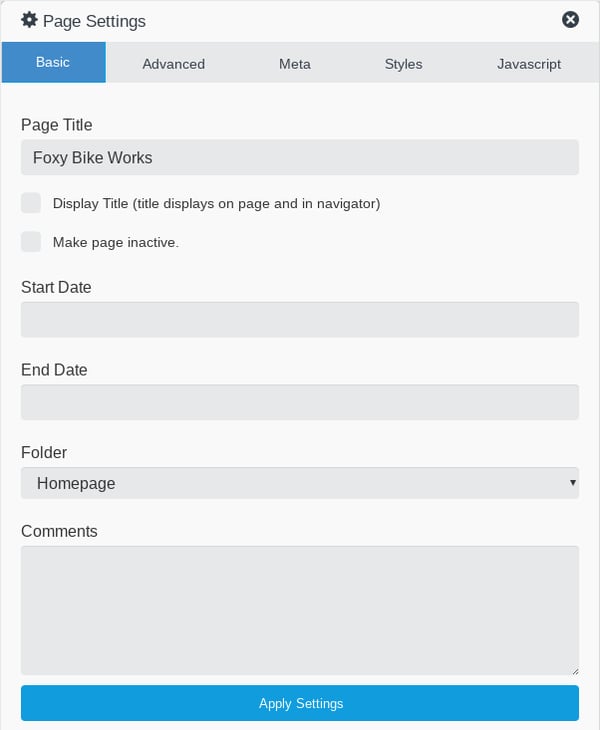 Page Settings