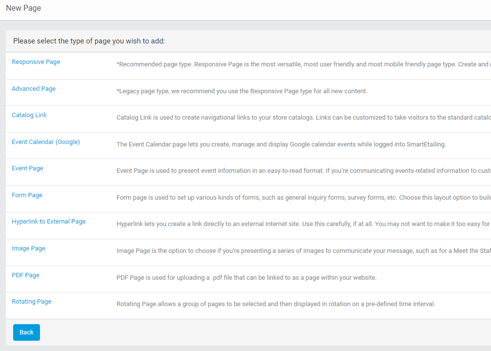 Page Editor - All Page Types