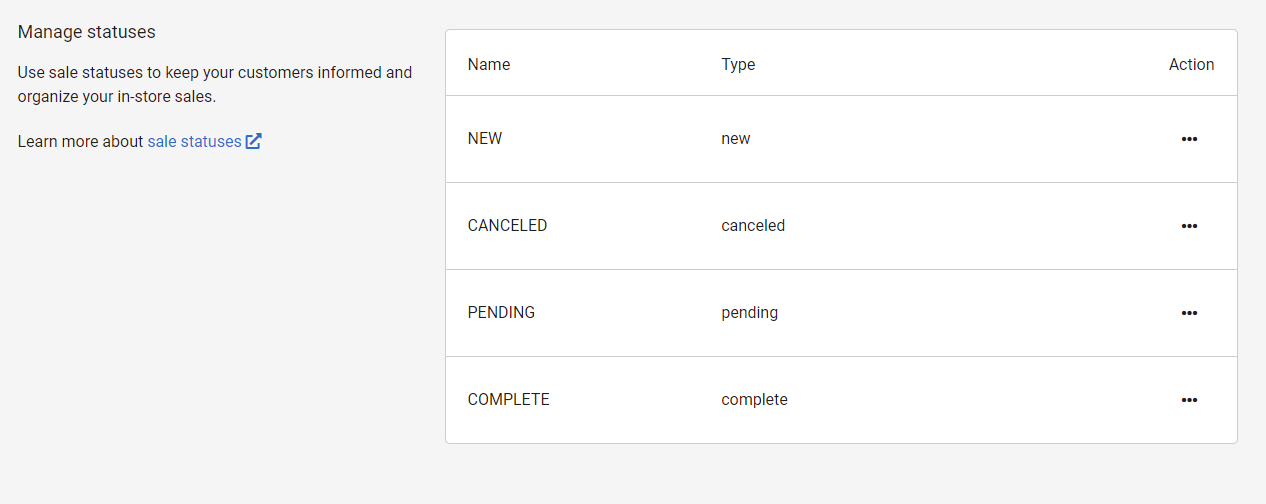 In-Store Sale Statuses